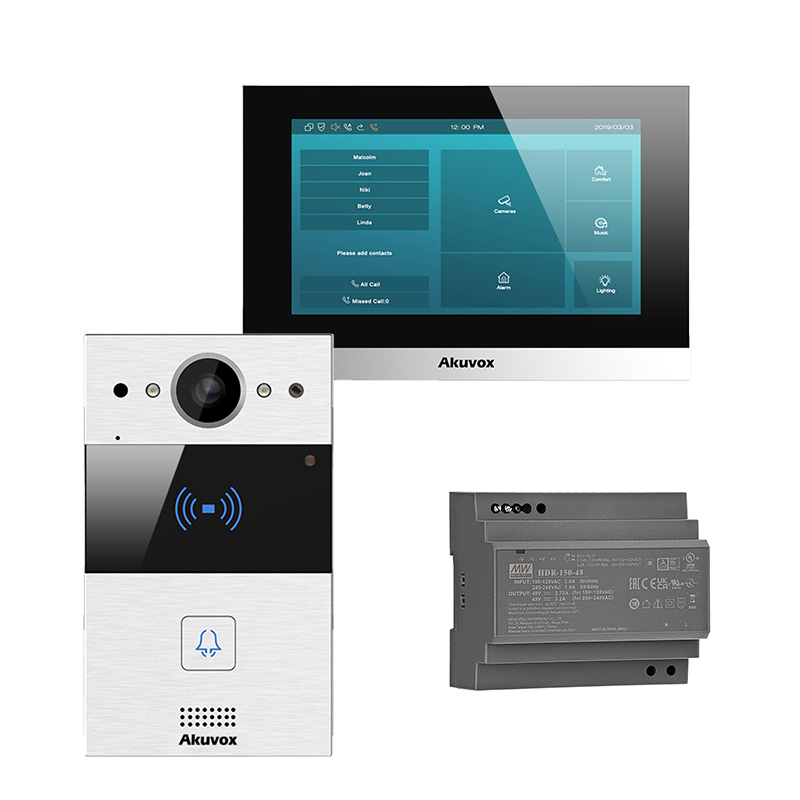 Zestaw Wideodomofonowy 2-przewodowy Akuvox Panel R20A-2 Srebrny Monitor ...